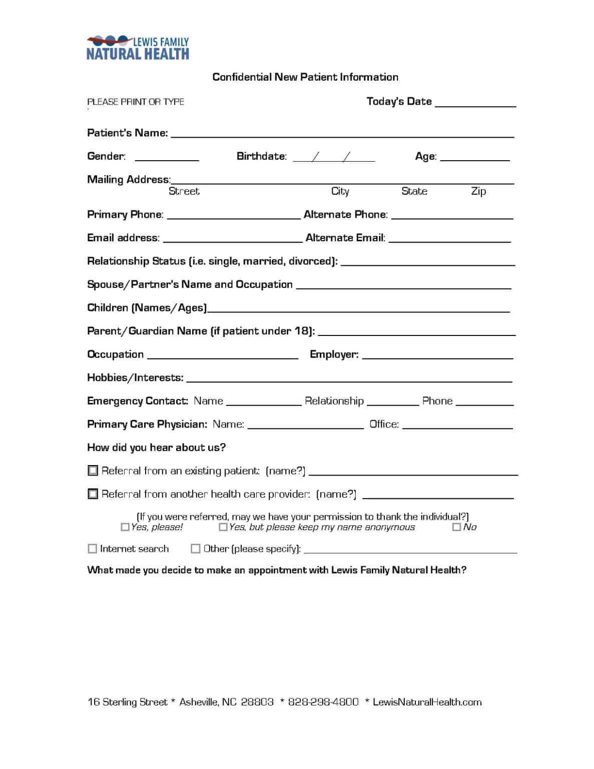 New Patient Forms | Lewis Family Natural Health